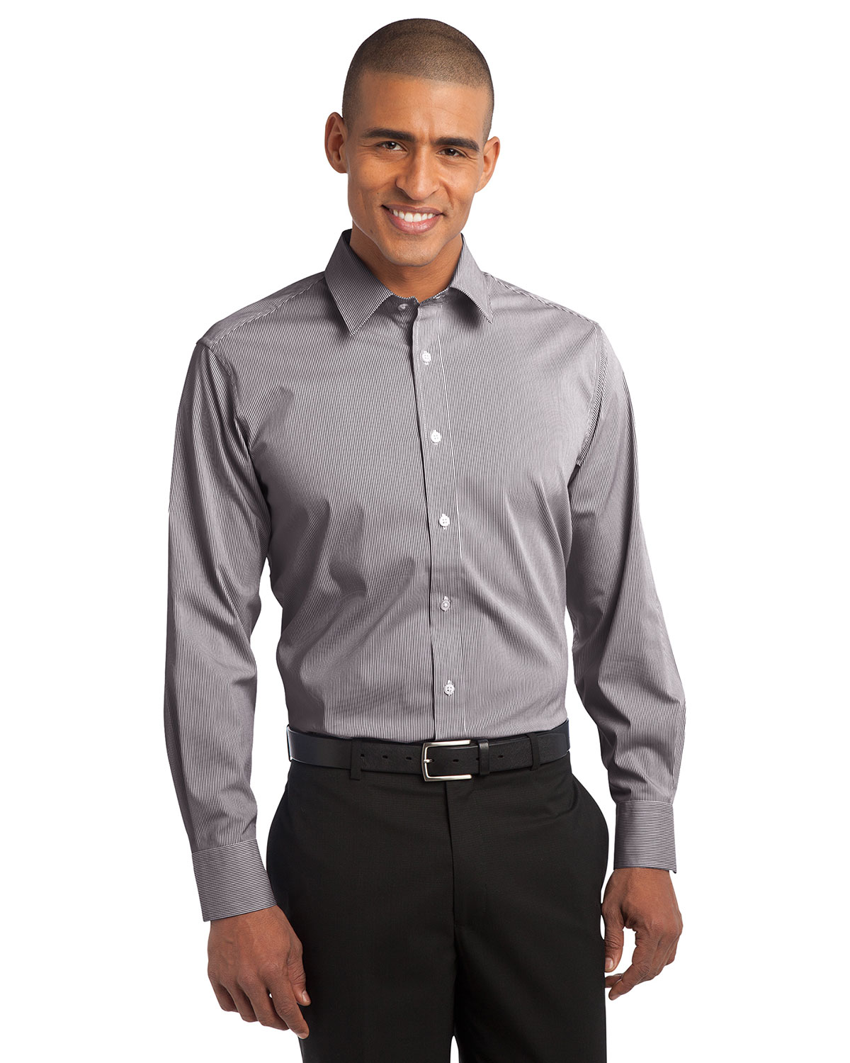 Port Authority S647 Men Fine Stripe Stretch Poplin Shirt ...
